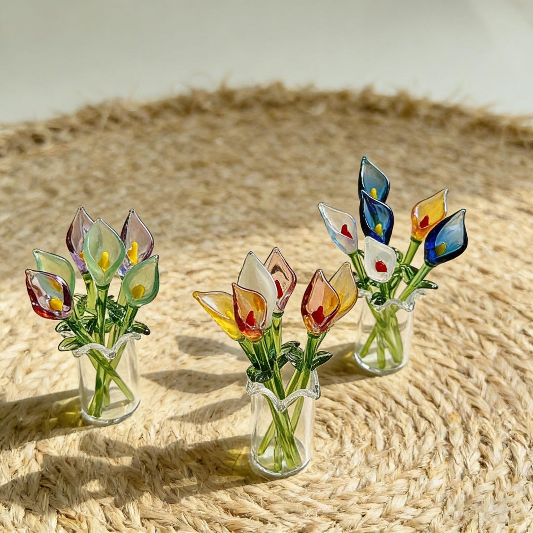 Forever Glass Flower Bouquet｜hand Hand-blown Glass Calla Lily Flower ...