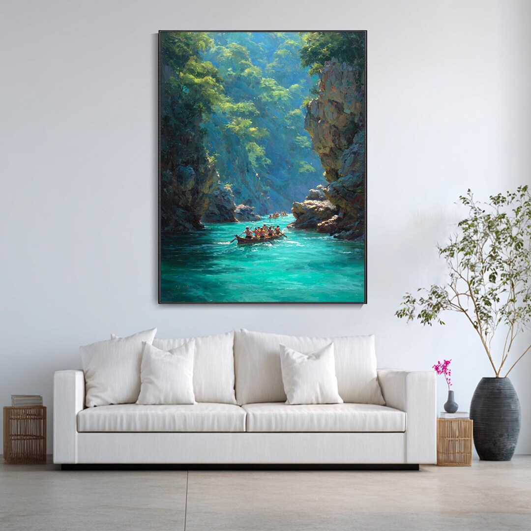 Custom Kayak Wall Art Hand Canyon Nature Canvas Oil Painting Large ...