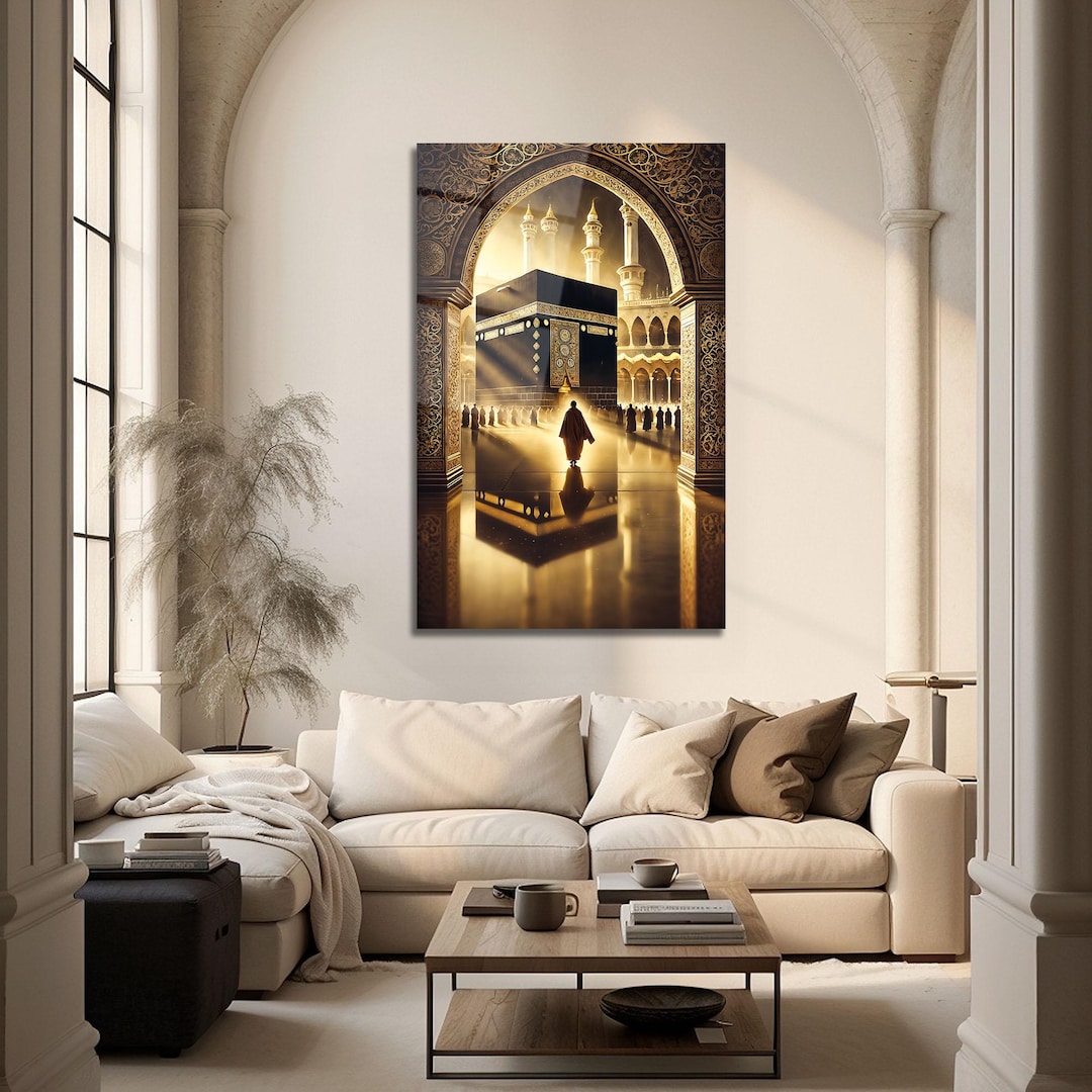 Kaaba Mecca Glass Wall Art: Islamic Architecture, Golden Mosque - Etsy