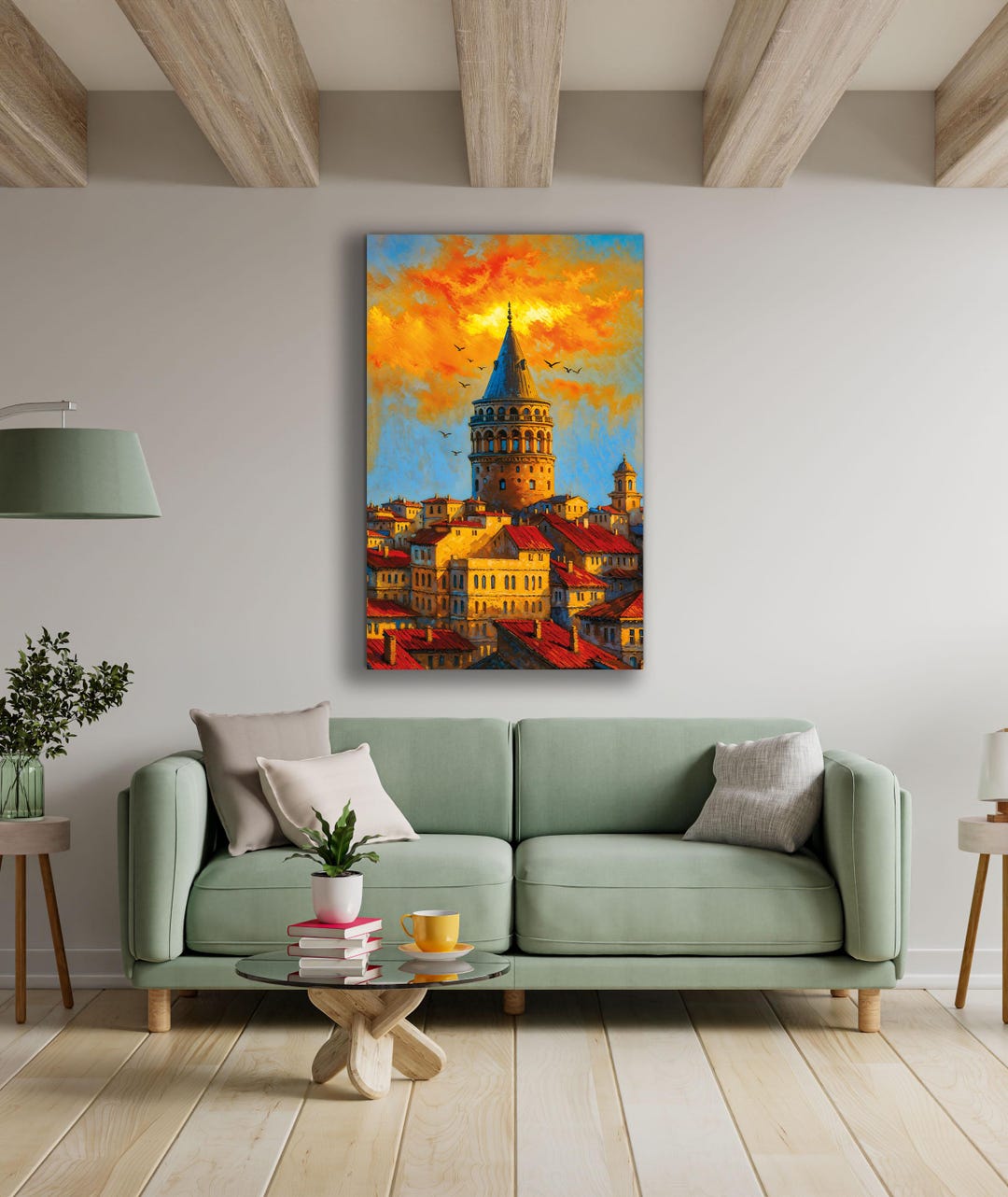 Galata Tower Sunset – Istanbul Glass Wall Art | Colorful Cityscape ...