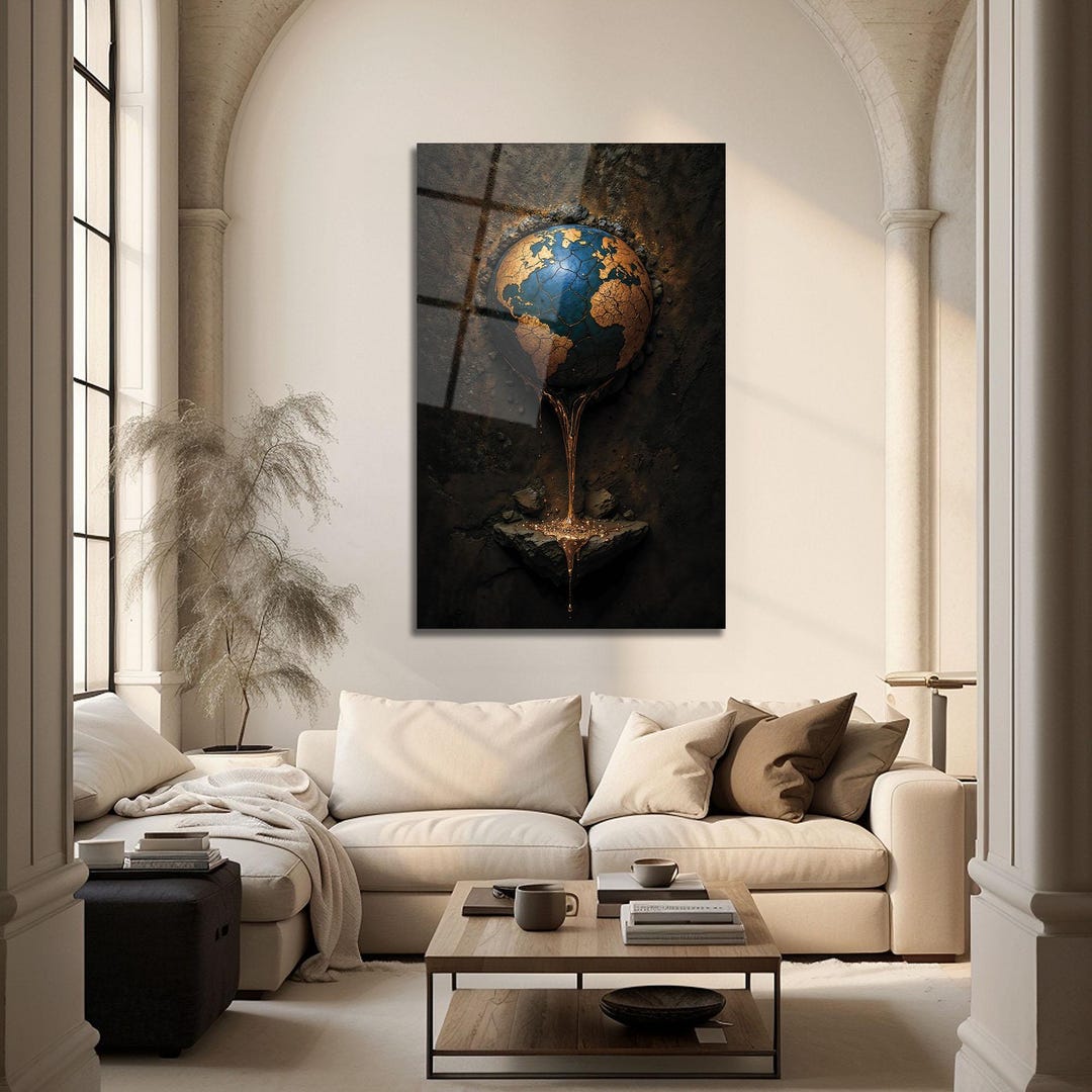 Melting Earth Globe Tempered Glass Wall Art: Environmental Statement ...