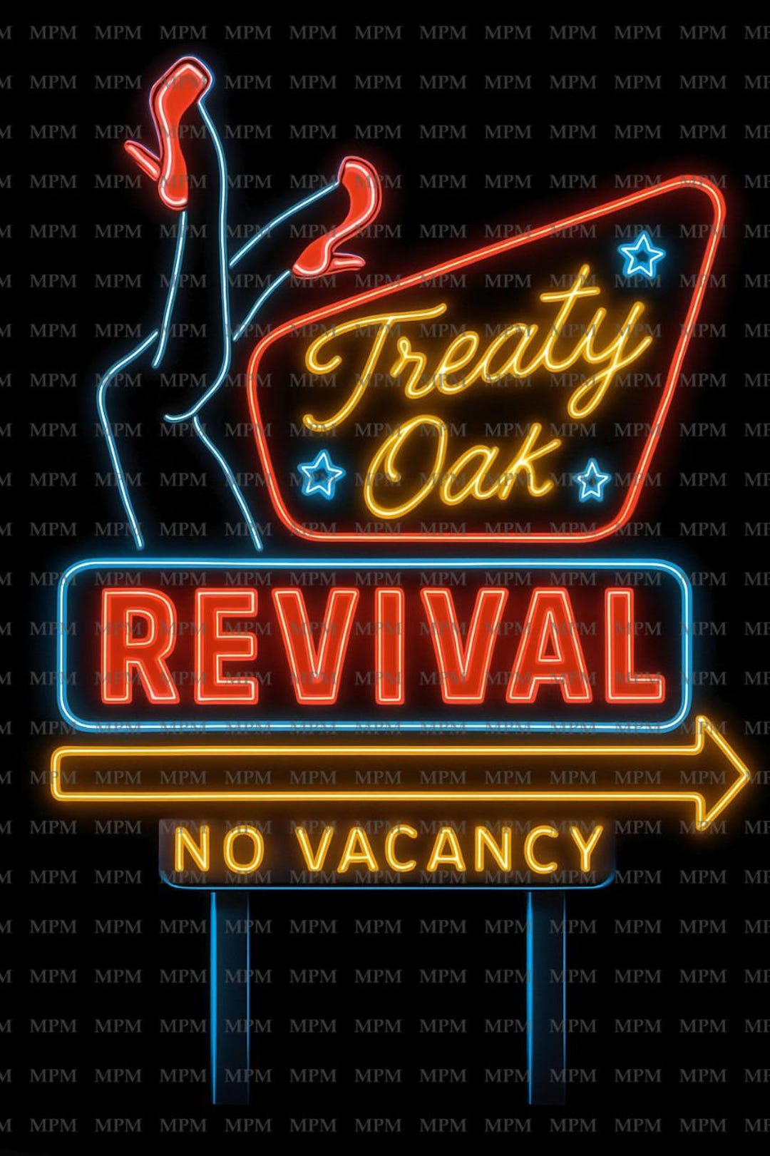 Treaty Oak Revival Neon Sign Poster PNG, Retro No Vacancy Sign, Country ...