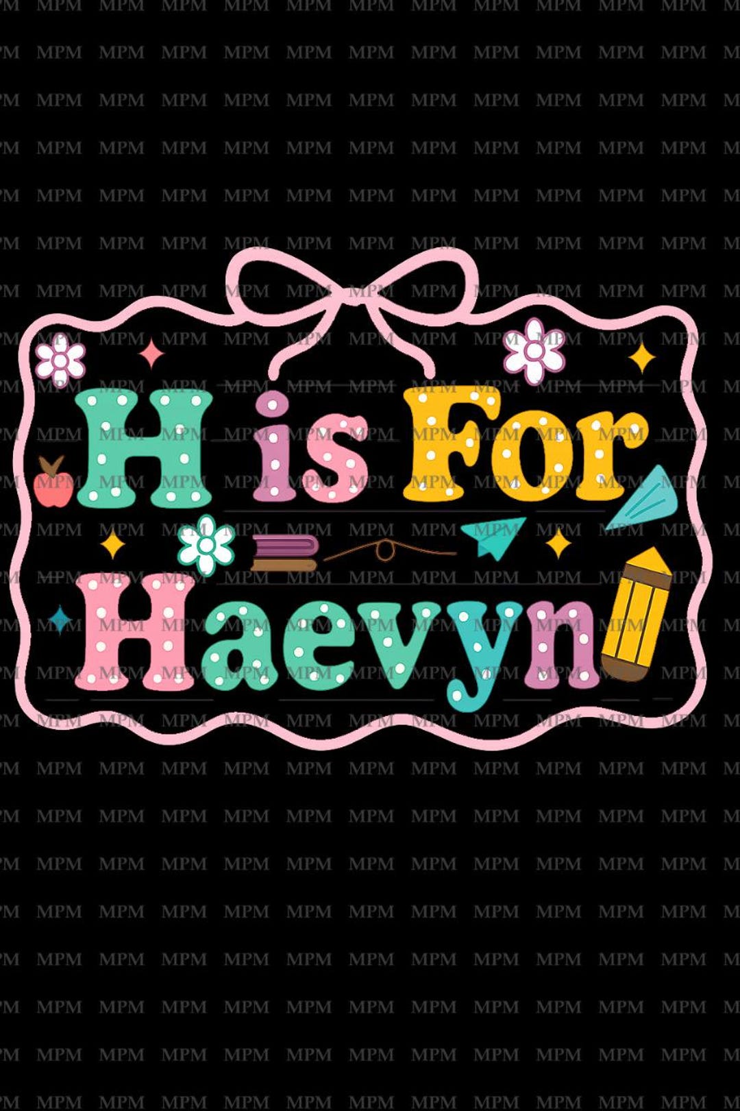 H is for Haevyn Name Sign PNG, Personalized Girl Name Clipart, Back to ...
