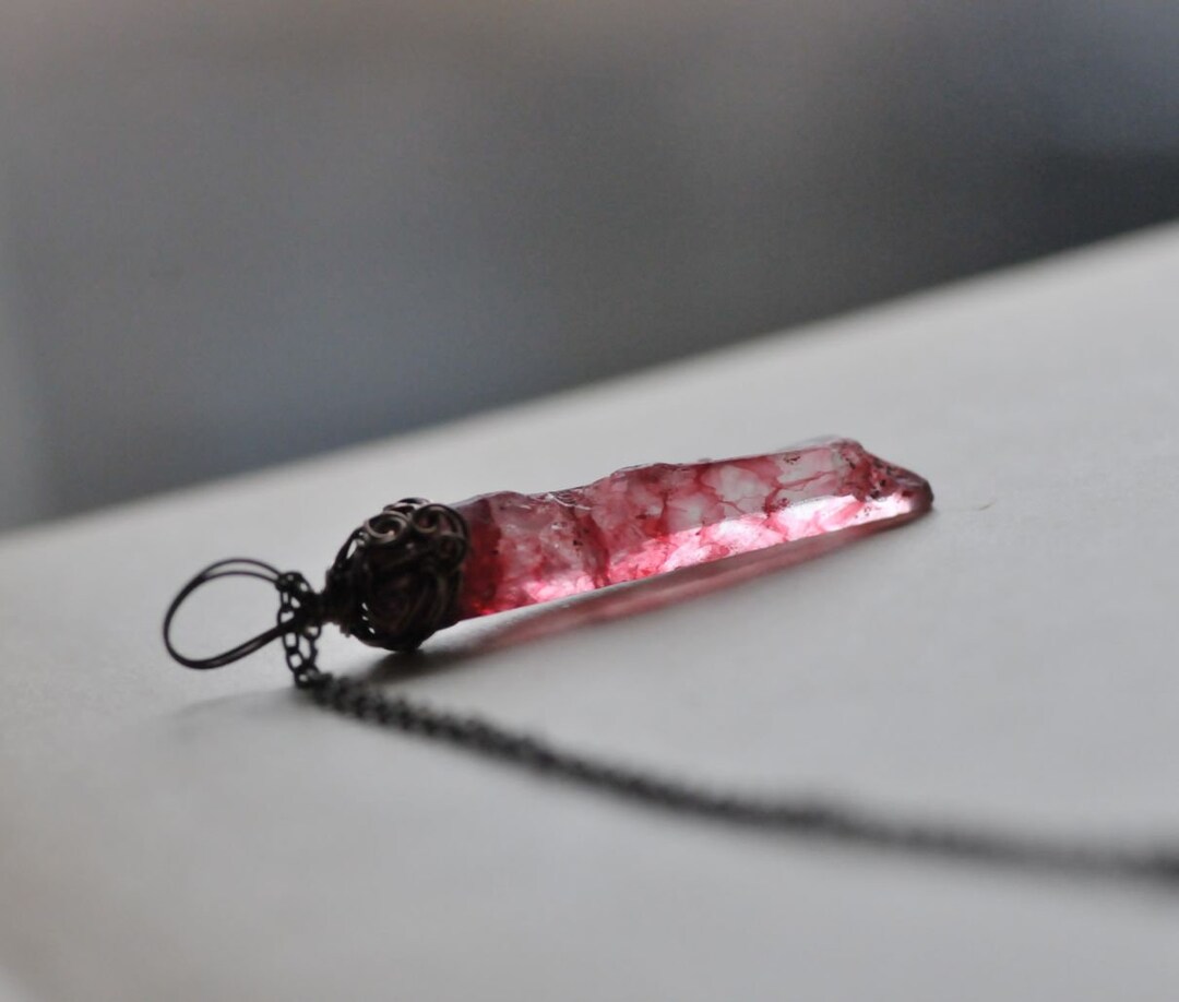 Frozen Blood Crystal Necklace, Healing Necklace, Copper Rustic Red ...