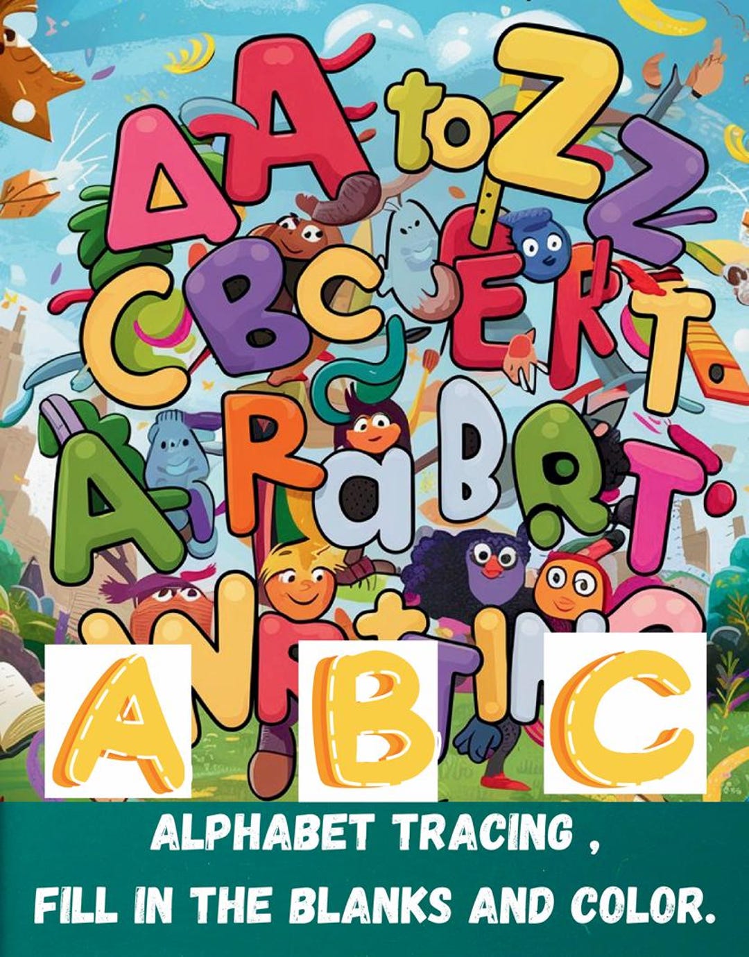 ABC Alphabet Tracing, Fill-in-the-blanks, and Coloring Activity Book ...