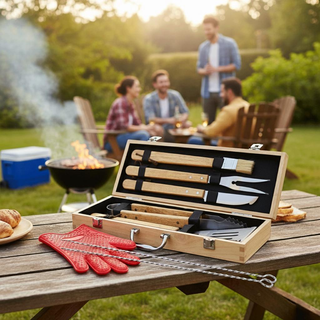 Personalized BBQ Grill Set, Custom Engraved Barbecue Tool Kit With ...