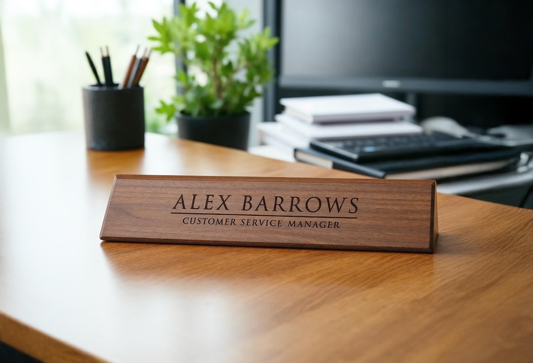 Personalized Engraved Desk Name Plate, Custom Name Wedge, Custom Desk ...