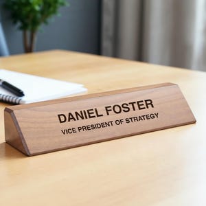 Personalized Engraved Desk Name Plate, Custom Name Wedge, Custom Desk ...