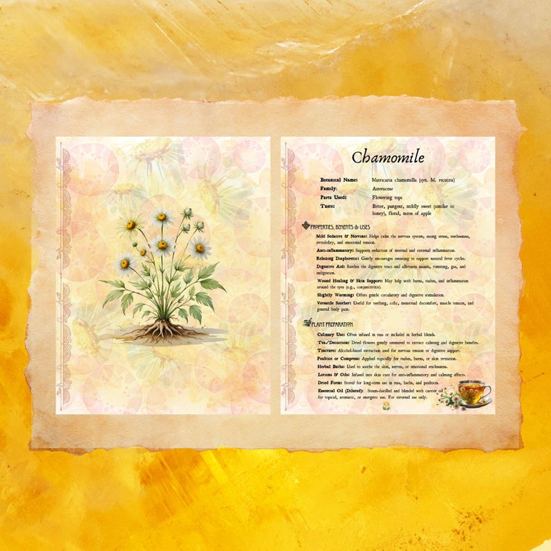 Printable Chamomile Journal Pages PDF – Plant Profile, Uses, Notes ...
