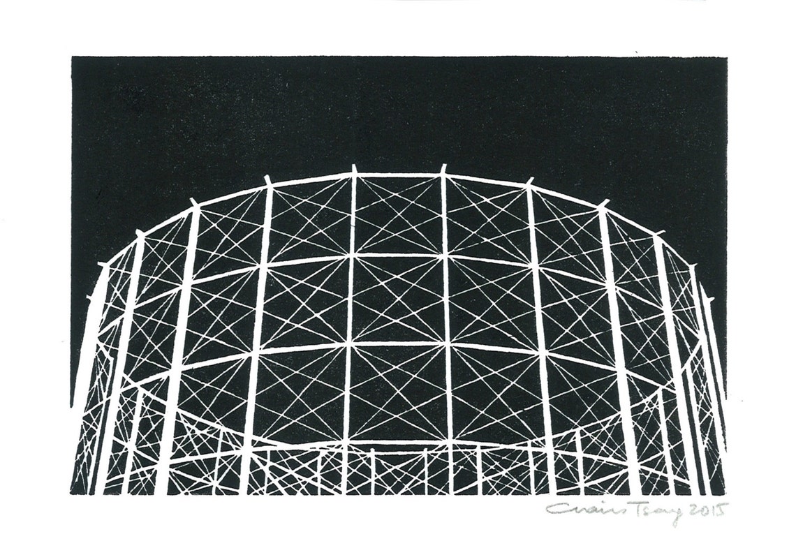 Gasworks / Gasometer / Gas Holder, London - Handprinted / Hand Pulled ...