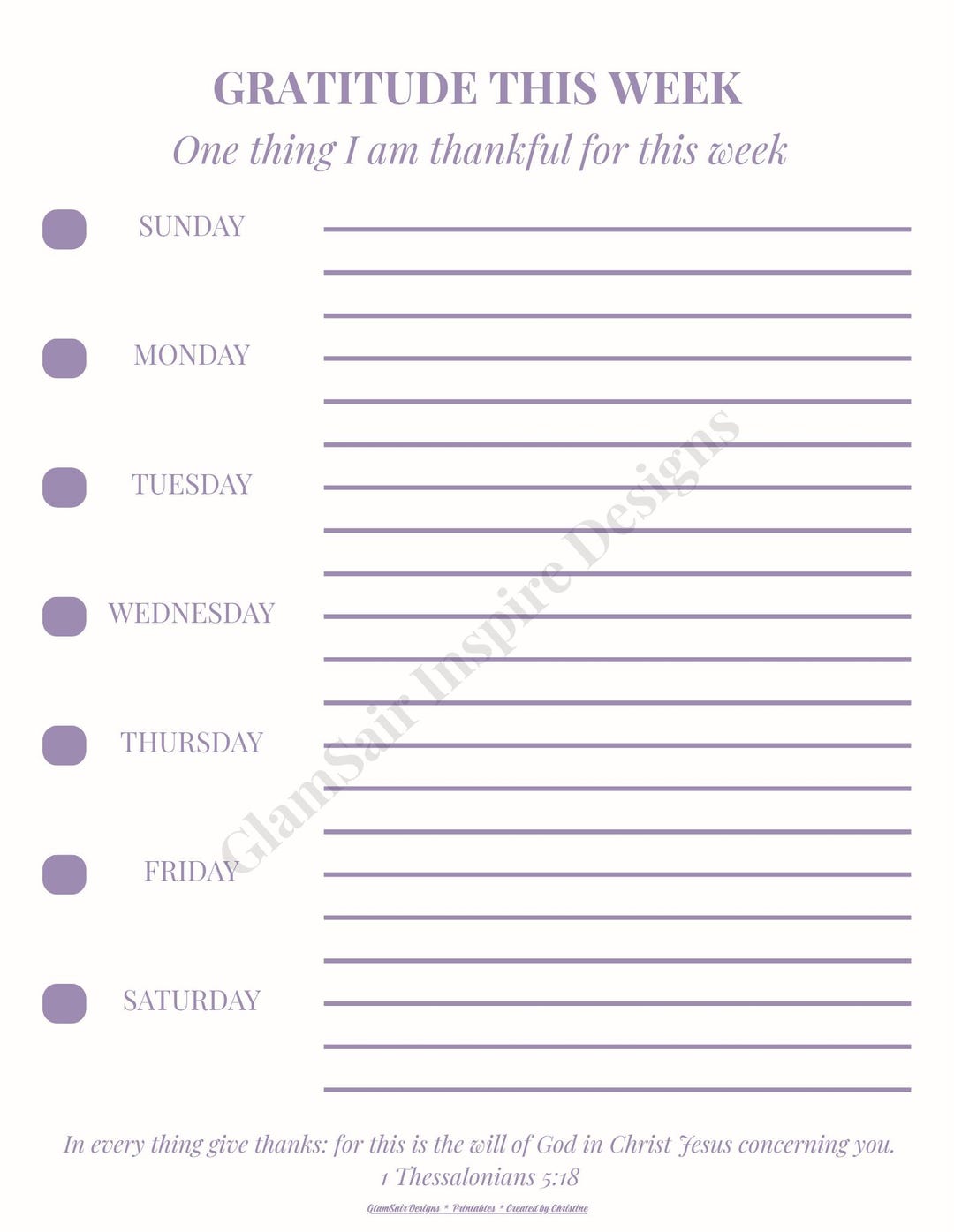 Peace and Plans Gratitude Tracker – Digital Printable Daily Gratitude ...