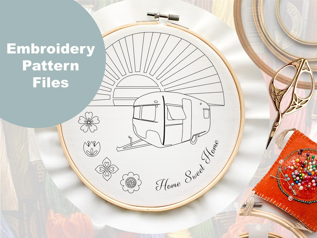 Retro Caravan EMBROIDERY PATTERN Plus Free Hand Embroidery Tutorial ...