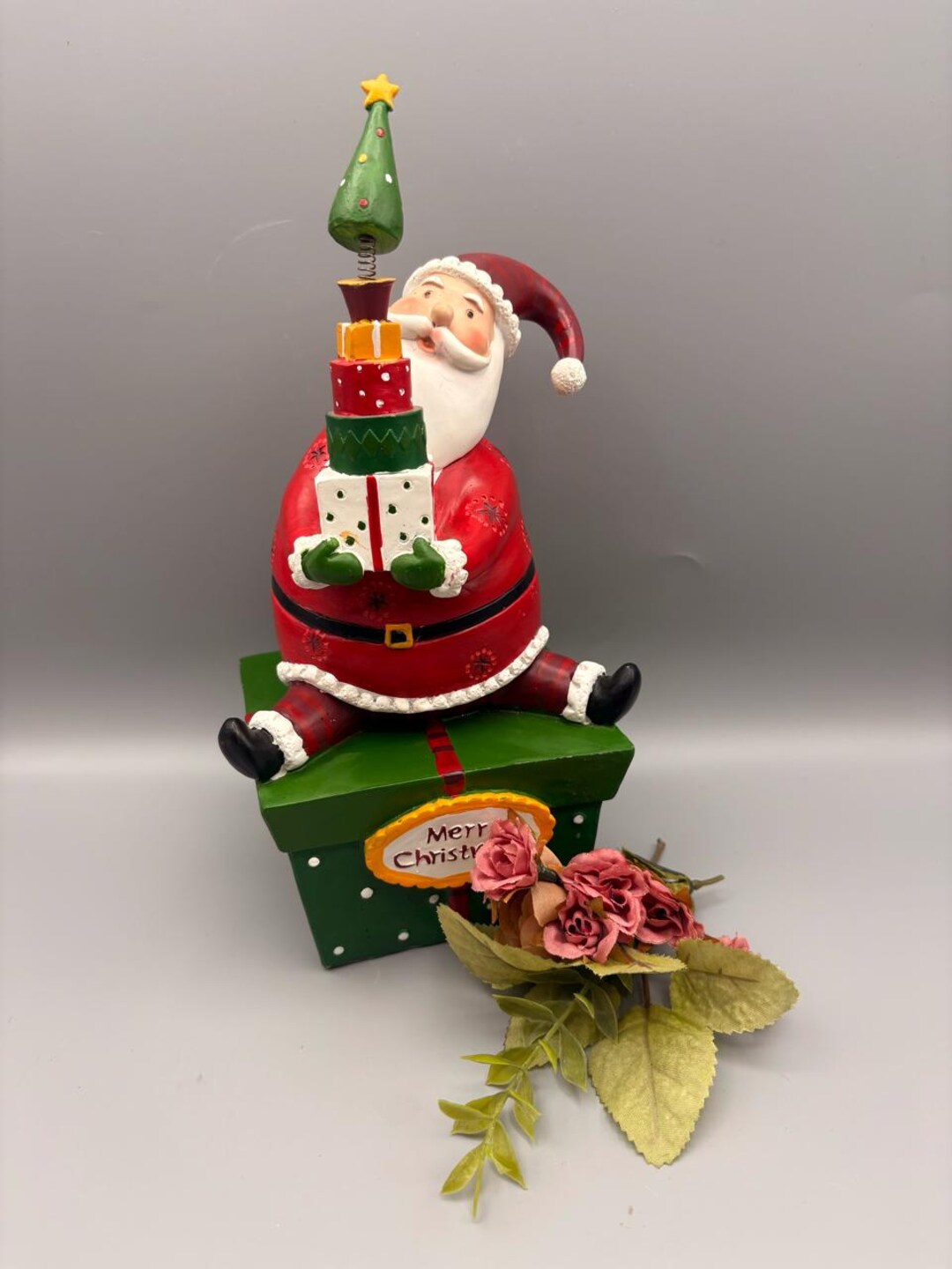 Vintage Jessica Flick Santa Figurine: Hand Painted Resin Christmas ...
