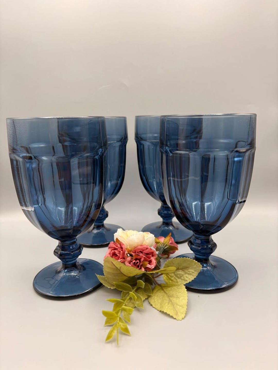 Vintage Set of 4 Libbey Gibraltar Antique Blue Duratuff Goblets - Etsy