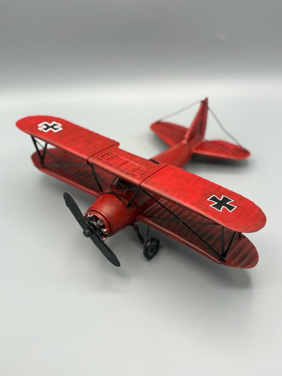 Vintage Style Red Baron Biplane, WWI German Fokker Dr I Fighter Decor ...