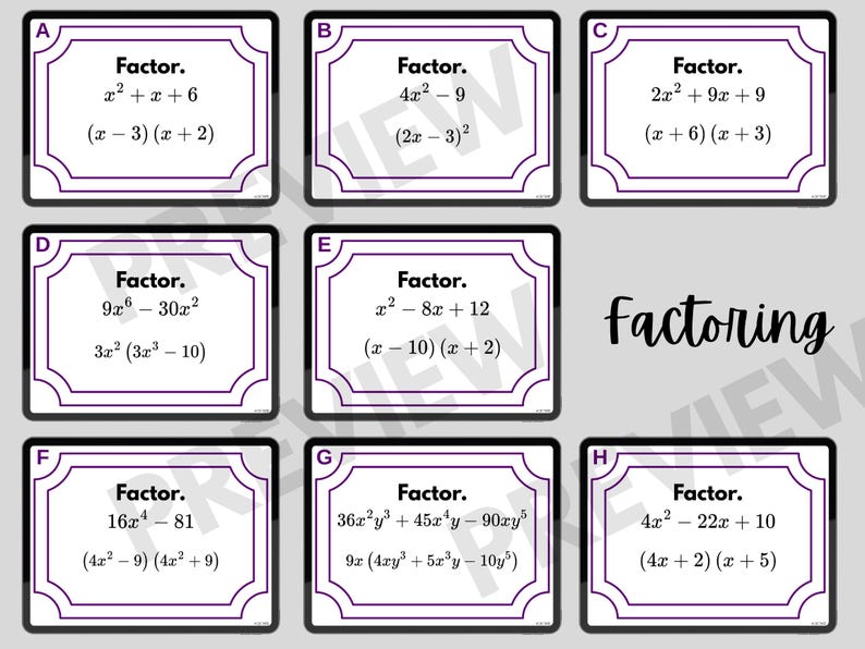 Algebra 1 Error Analysis: Back to School, Linear Equations, Factoring ...