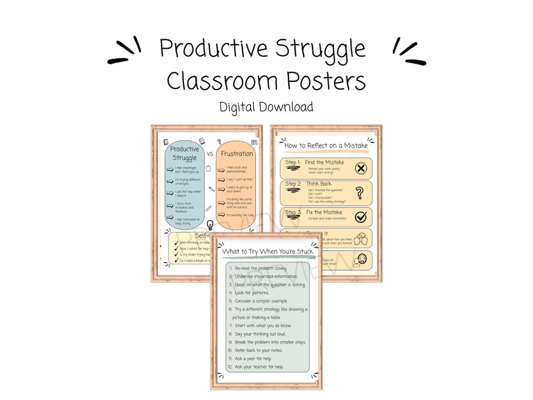 Productive Struggle Posters for Middle School Classroom High School ...