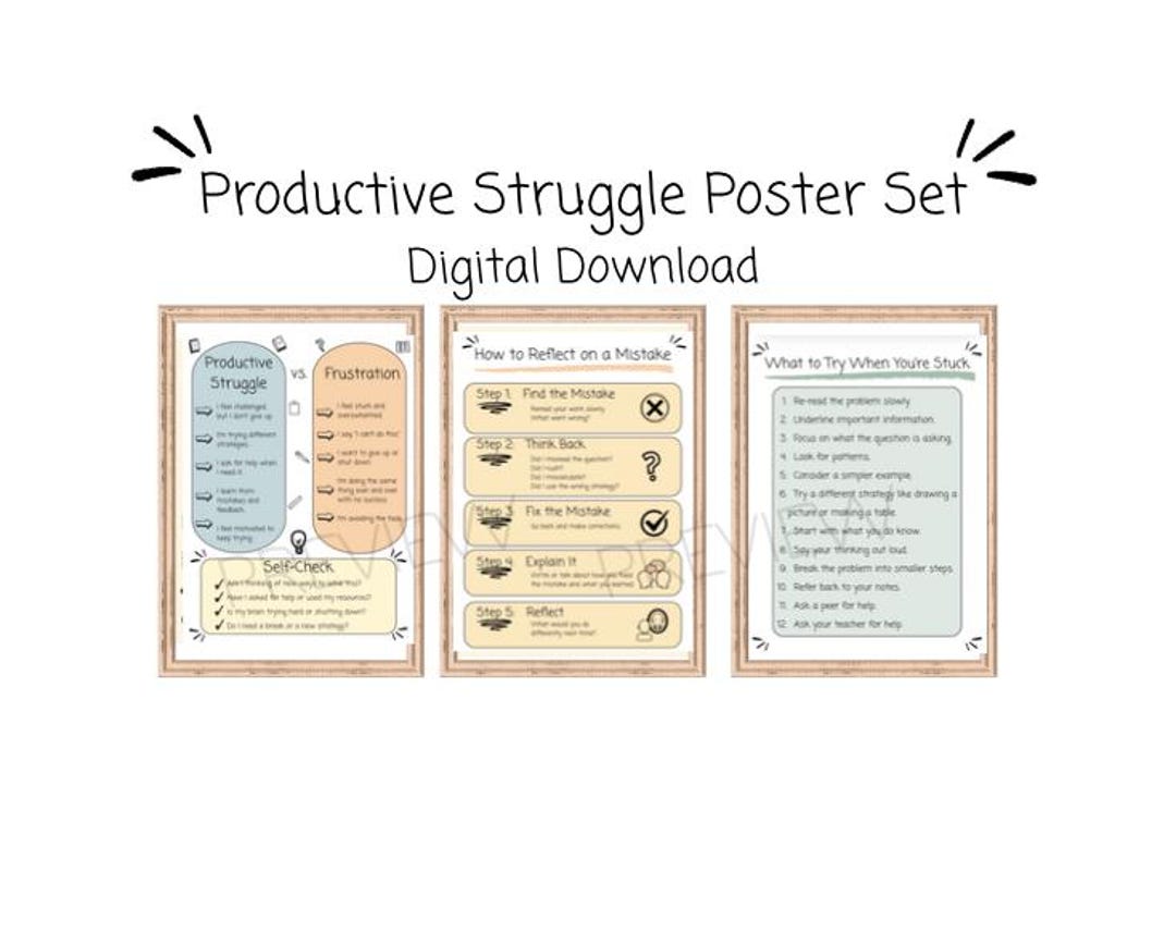 Set of 3 Productive Struggle Printable Posters for Middle & High School ...