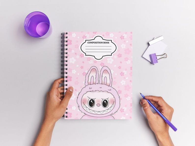 Labubu Notebook Covers: School Composition Book, Pink Design (digital ...