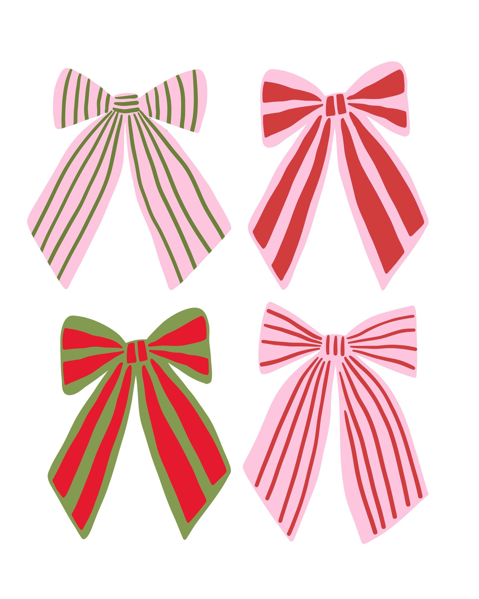 Christmas Bows PNG Grandmillennial Clipart Image Holiday Coquette Art ...