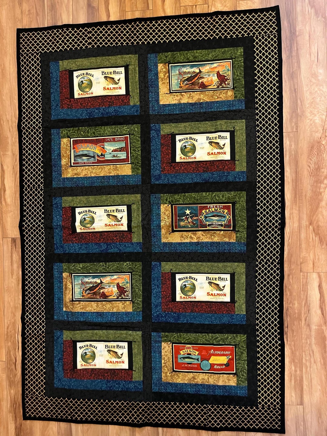 Vintage Salmon Fish Cannery Labels Lap Throw Quilt - Etsy