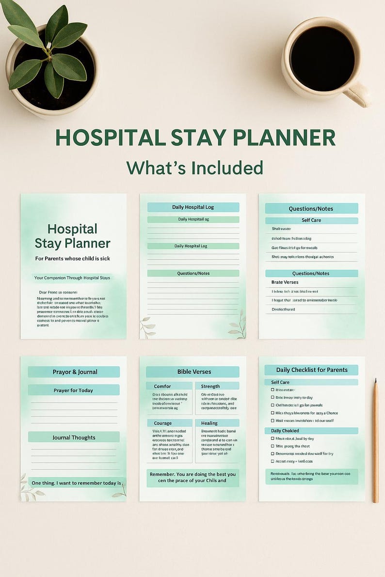 Printable Hospital Stay Planner for Parents | 6 Pages | Faith-based ...