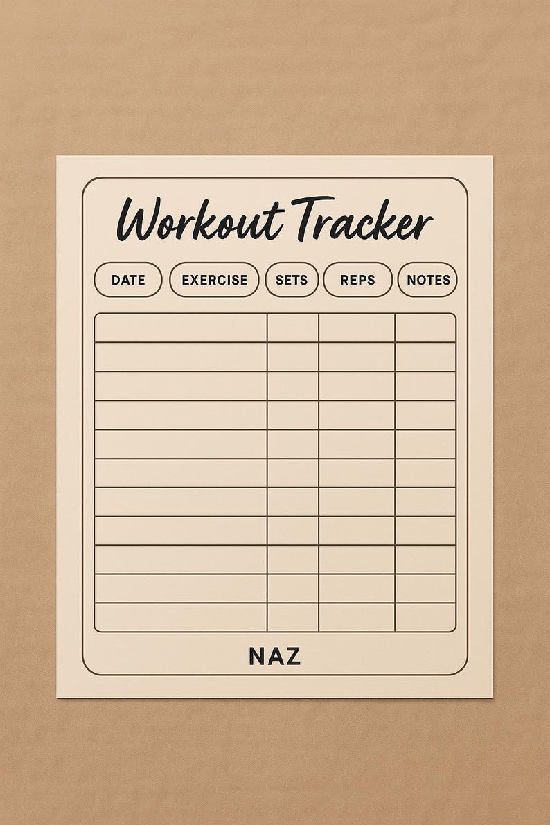 Workout Tracker Printable | Gym Fitness Log | NAZ Planner | Digital ...