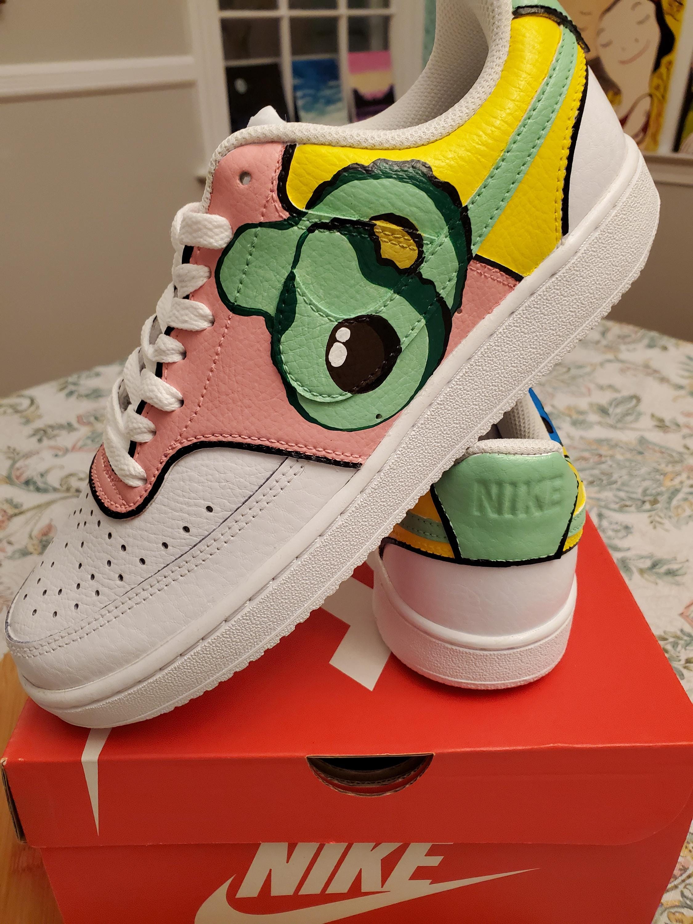 Avocado Pop Art Nike- 100% Hand Painted Sneakers. Take One of a Kind ...