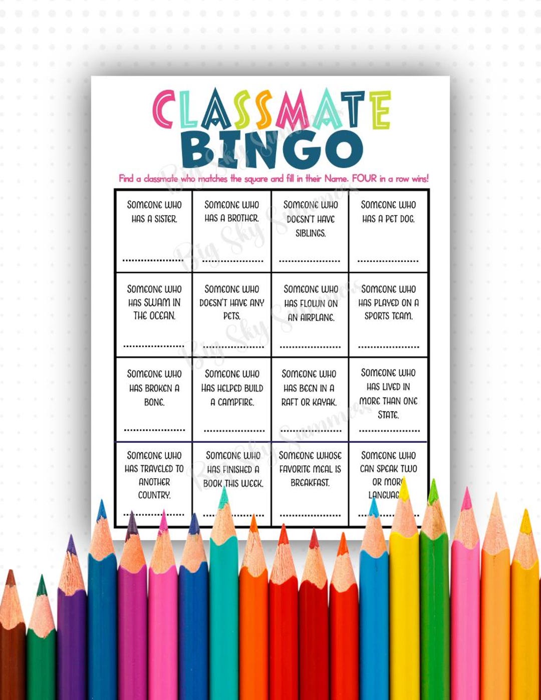 Classmate Bingo, Get to Know You Bingo, First Day of School, Icebreaker ...