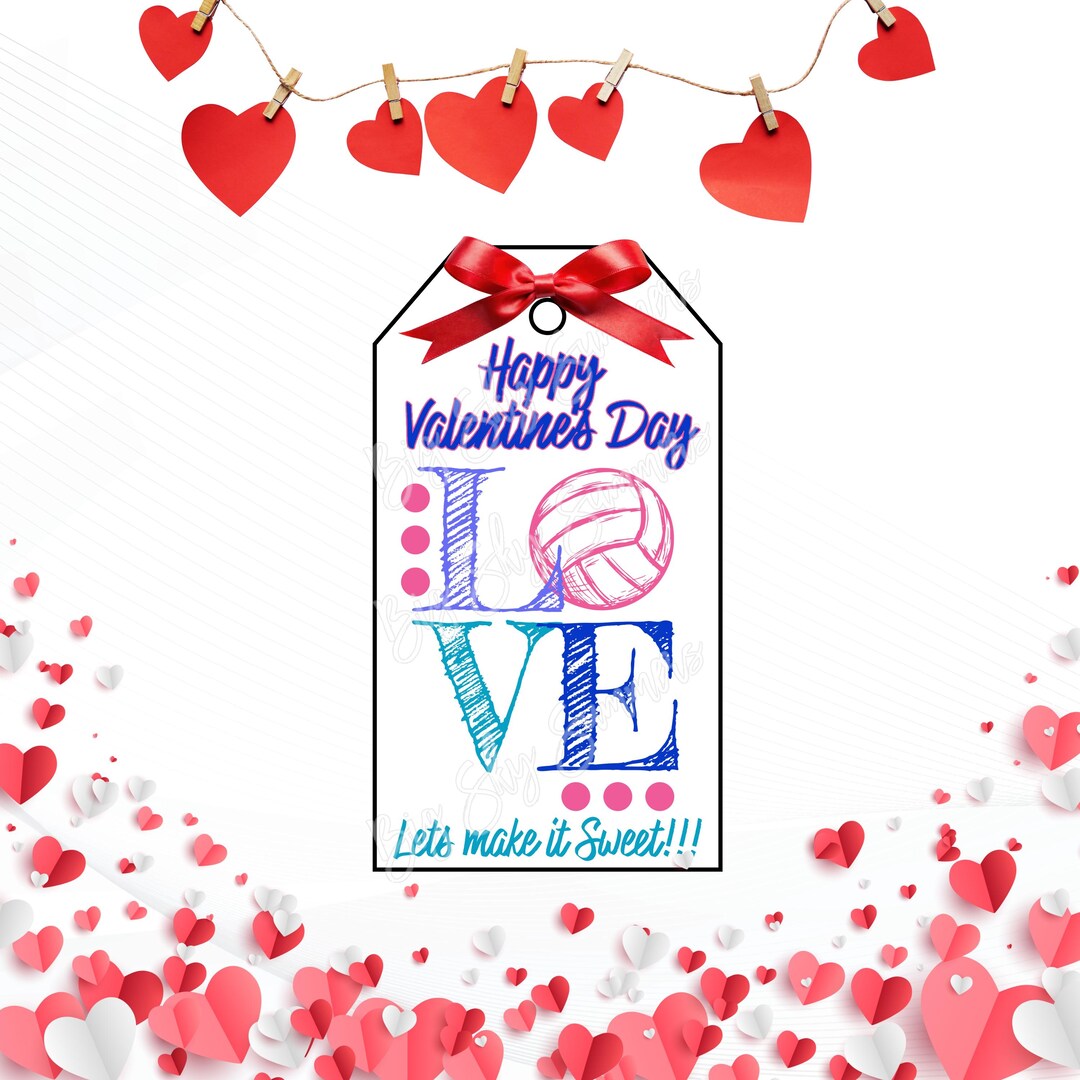 Valentine's Day Printable Card - Volleyball Love - Instant Download - 2 ...