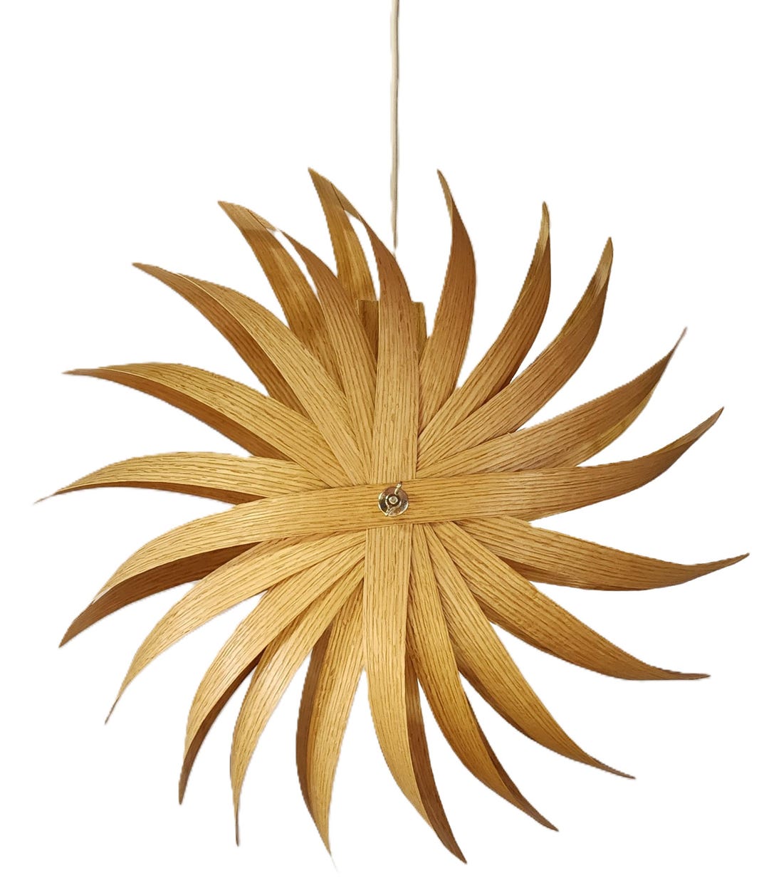 Oak Wood Veneer Pinwheel Pendant Light, Handcrafted Ceiling Lamp - Etsy