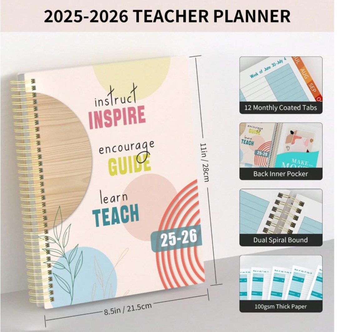 Teacher Planner 2025–2026 | A4 Lesson Plan Book With Colorful Tabs ...