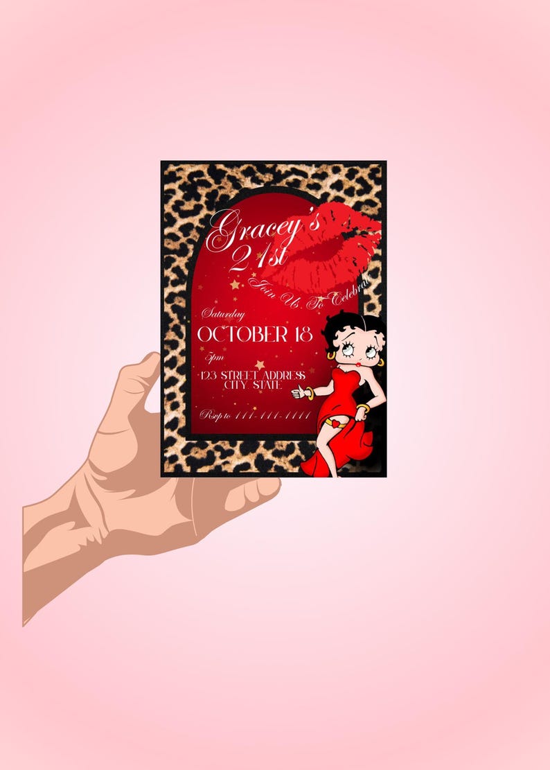 Betty Boop Birthday Invitation, Editable Invite, Retro Cartoon Party ...