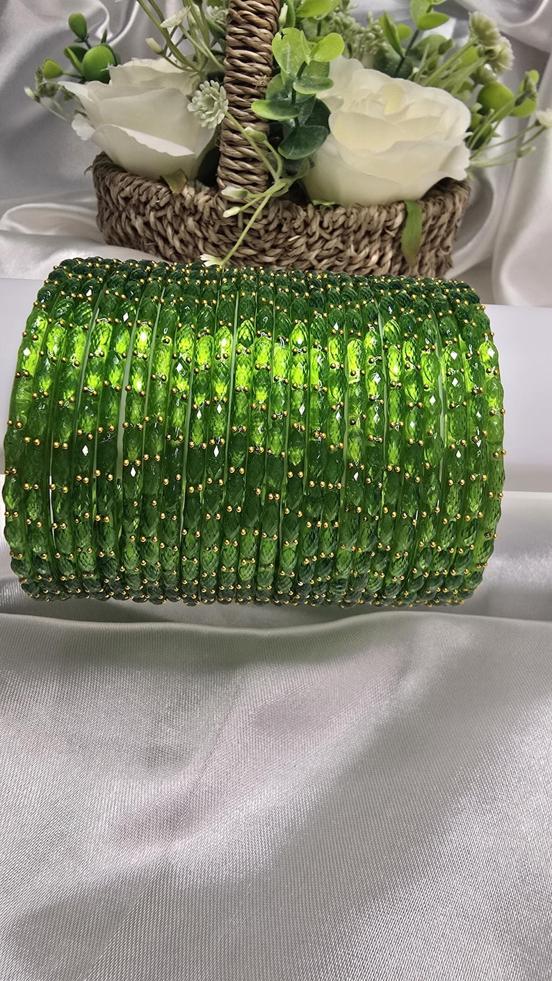 Kashmiri Raindrop Glass Bangles | Emerald Green Indian Wedding Churi ...