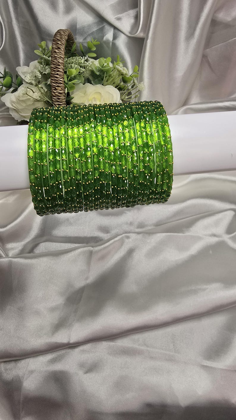 Kashmiri Raindrop Glass Bangles | Emerald Green Indian Wedding Churi ...
