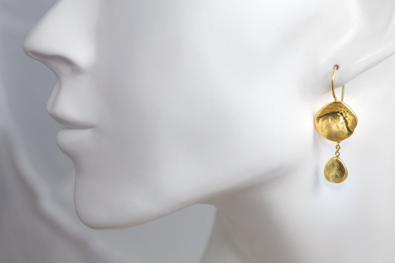 Natural Shaped 22k Solid Gold Drop Earrings Fine Jewelry. - Etsy