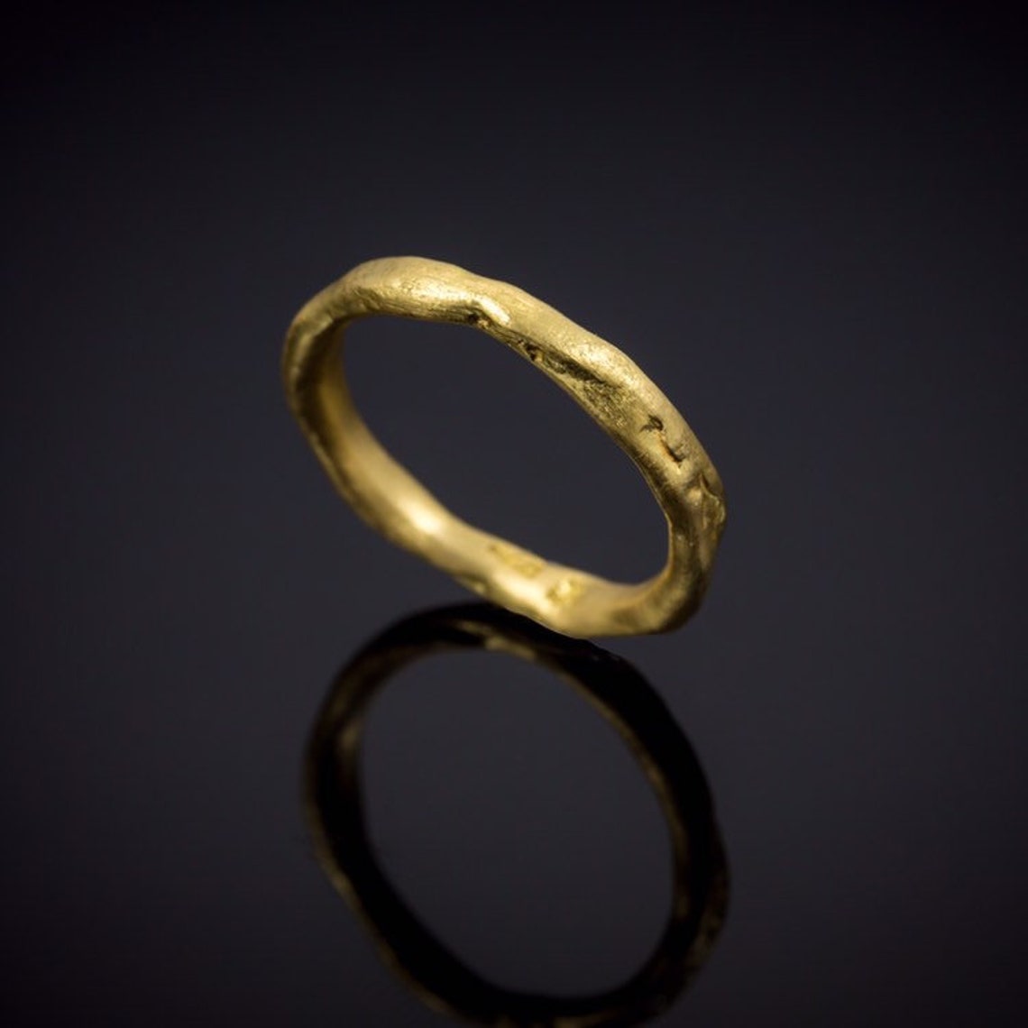 Wedding Ring,delicate Gold Wedding Band, Natural Looking Thin 22k Solid ...