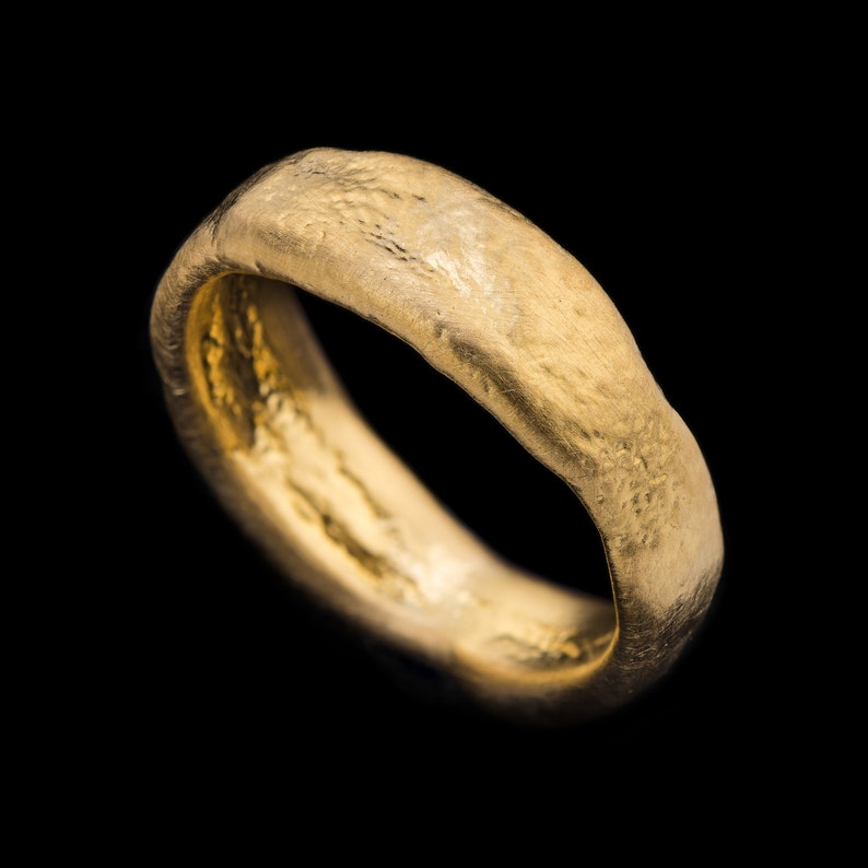 Natural Shaped 22k Solid Gold Wedding Ring, Rough Looking 22k Solid ...