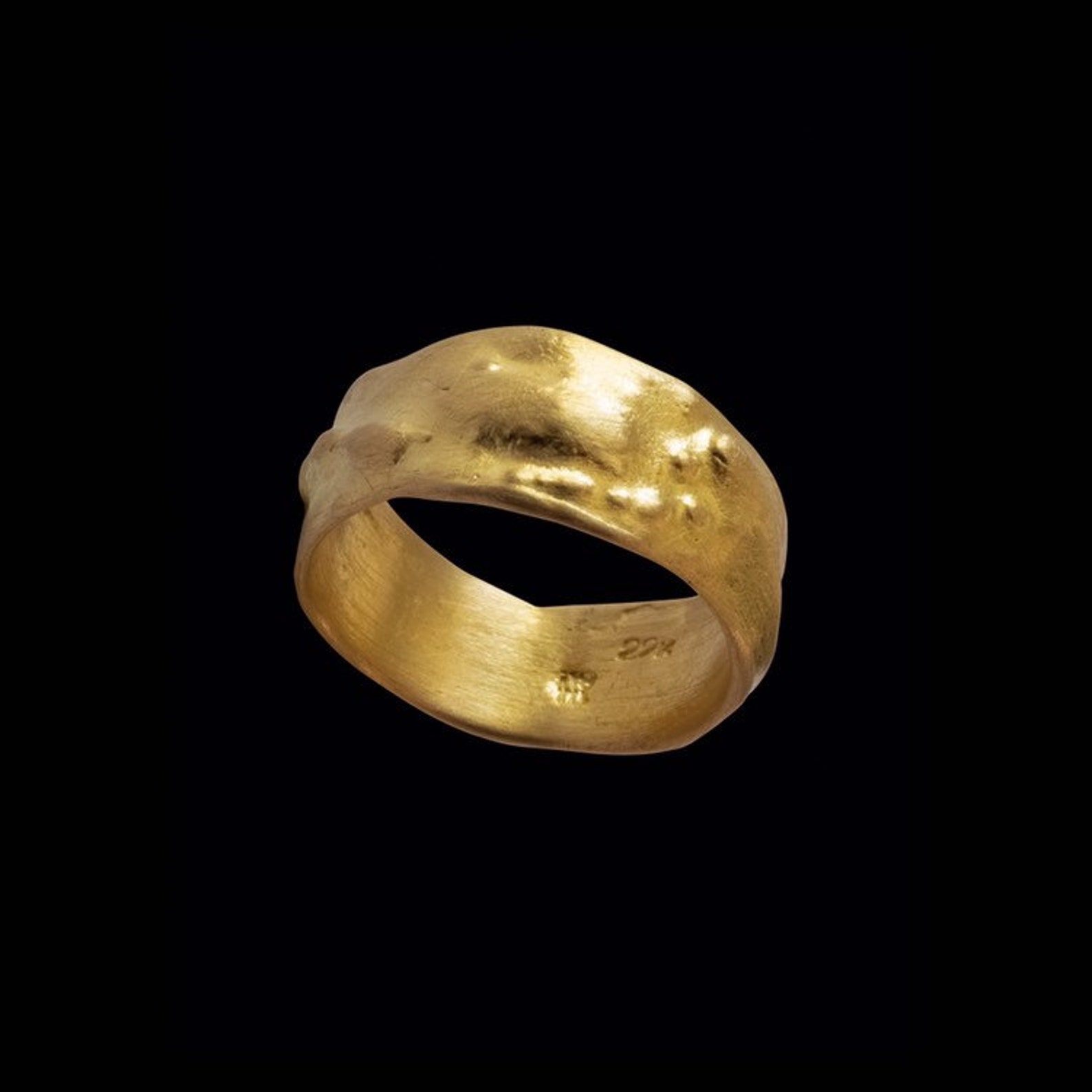 22K Solid Gold Pinky Ring, 22K Solid Gold Natural Shaped Ring, Wide ...