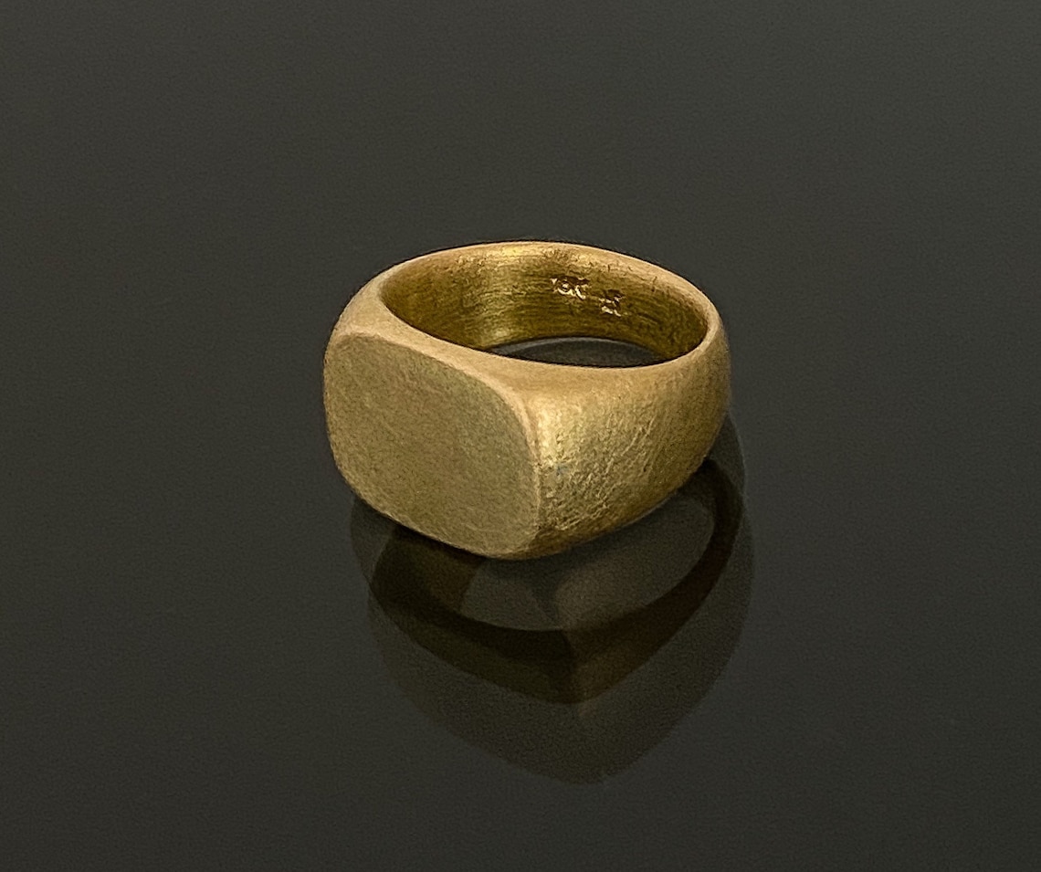 18k Solid Gold Signet Ring 18k Gold Square Statement Ring - Etsy