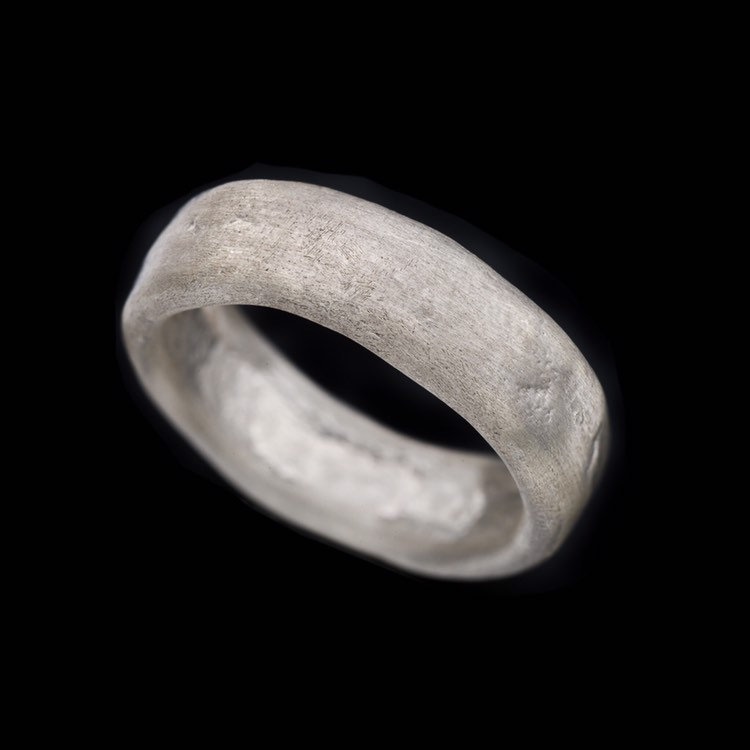 Natural Rough Looking Wide Fusing Sterling Silver Men Ring, Silver ...
