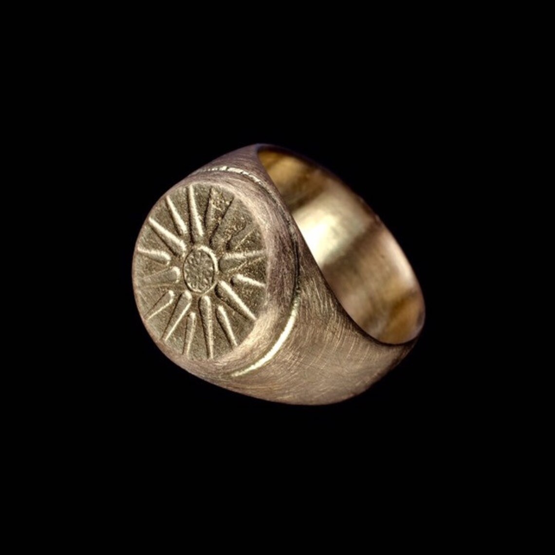 18k Solid Gold Pinky Ring, Sunny Star Statement Ring, 18k Signet Ring ...