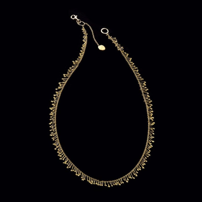 Dancing 22k Solid Gold Drops on 18k Chain Necklace, Delicate & Uniqe ...