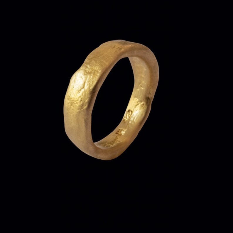 Natural Shaped 22k Solid Gold Wedding Ring, Rough Looking 22k Solid ...