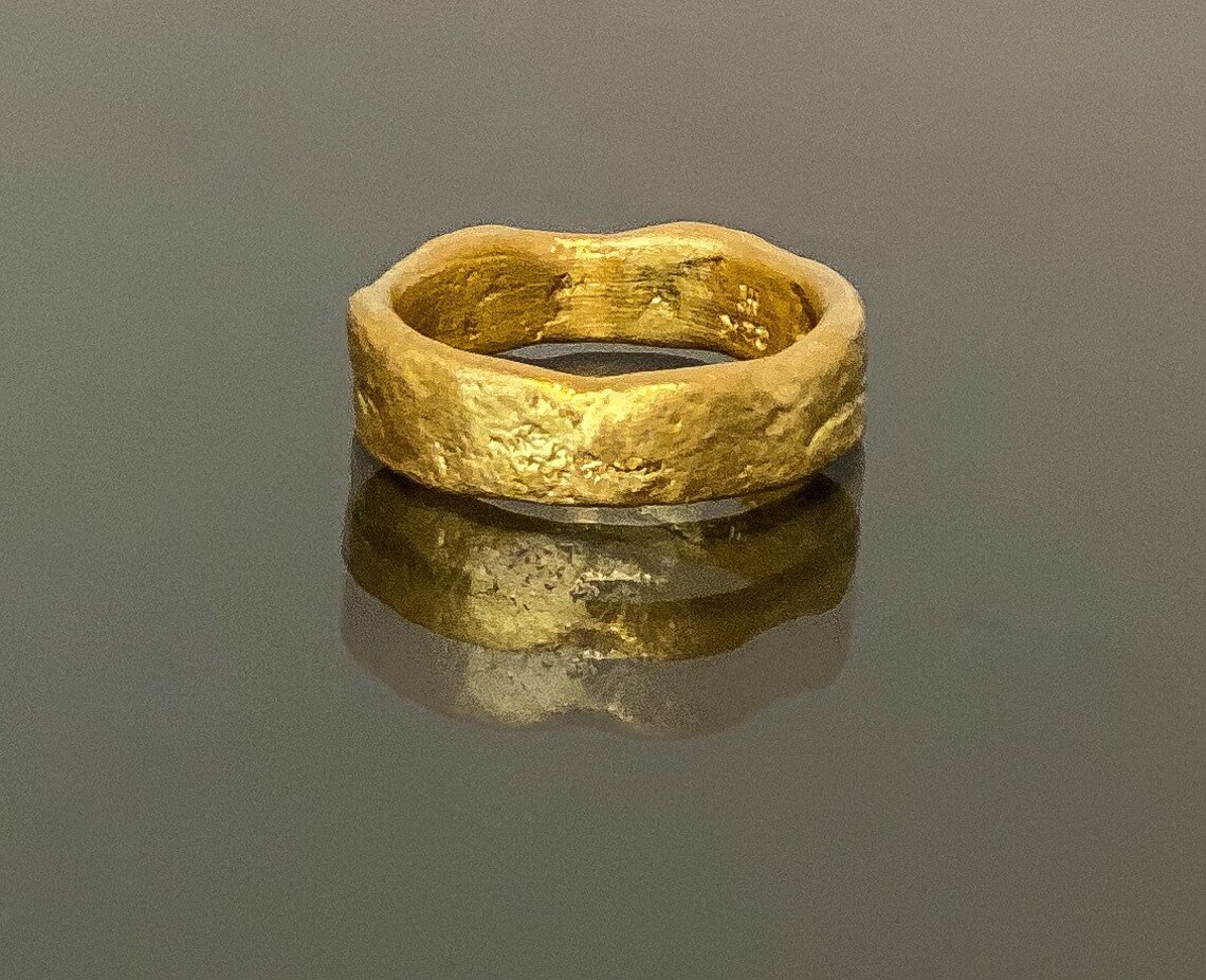Smashing Rough Looking 22k Solid Gold Wide Wedding Ring - Etsy