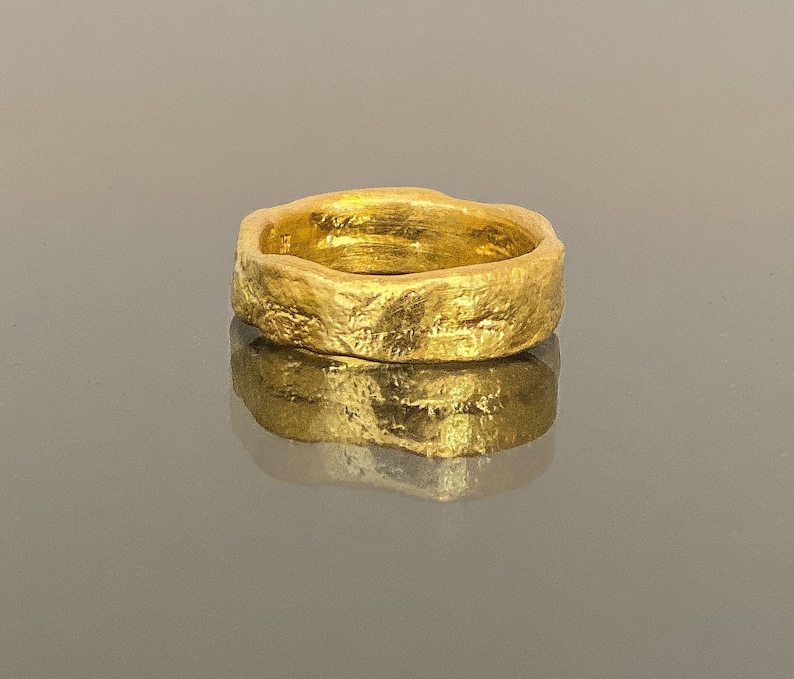 Smashing Rough Looking 22k Solid Gold Wide Wedding Ring - Etsy