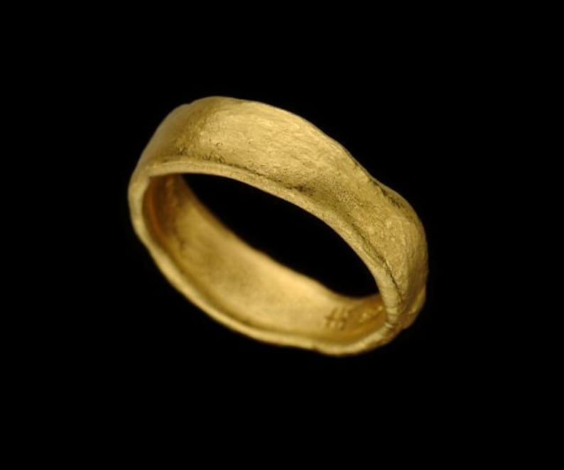 Natural Shaped 22k Solid Gold Wedding Ring, Rough Looking 22k Solid ...