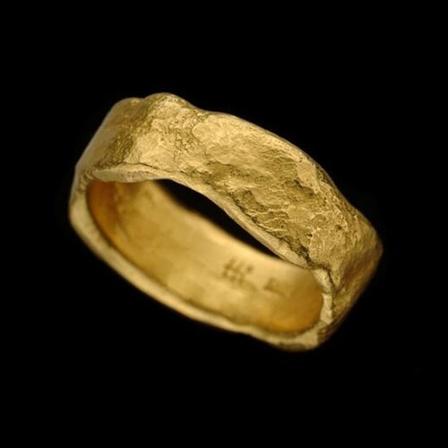 Smashing Rough Looking 22k Solid Gold Wide Wedding Ring - Etsy