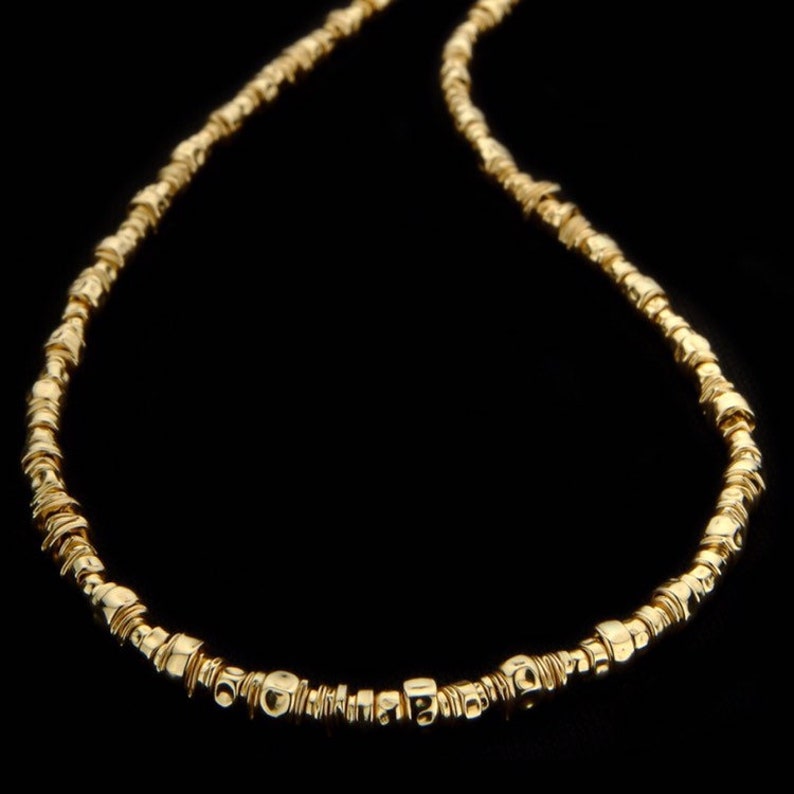 The Ultimate Basic Gold Necklace,4mm Handmade 18k Solid Gold Beads on ...