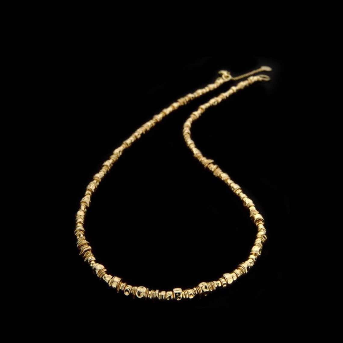 The Ultimate Basic Gold Necklace,4mm Handmade 18k Solid Gold Beads on ...